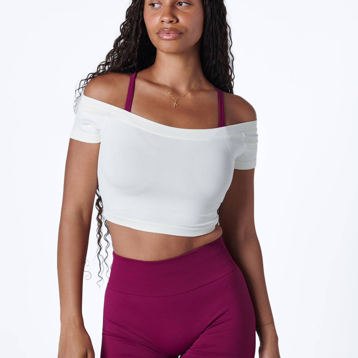 SILHOUETTE MIDI OFF SHOULDER - VANILLA – Velocity Activewear